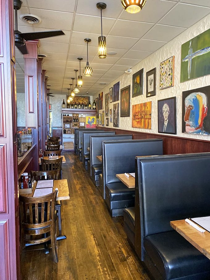 Where art meets appetite &ndash; the narrow dining room's gallery-like walls create an ambiance that feeds both stomach and soul.