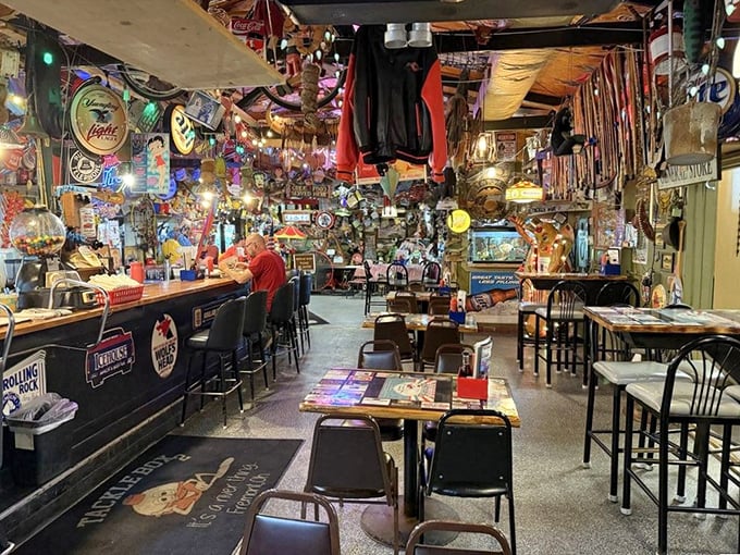 Step inside and you've entered what can only be described as "fishing memorabilia meets fever dream." Every inch tells a story&mdash;most involving something delicious. 