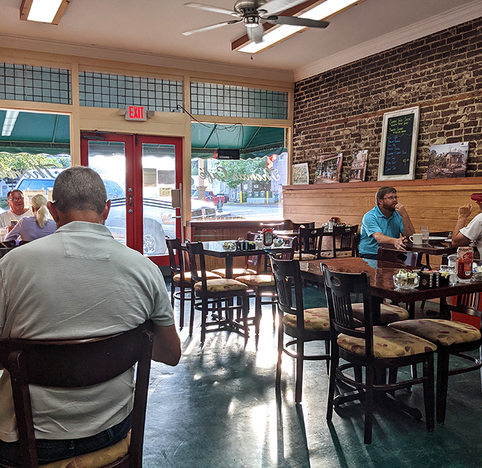 Exposed brick walls and morning light create the kind of authentic atmosphere money can't buy. This isn't manufactured nostalgia—it's the real deal.