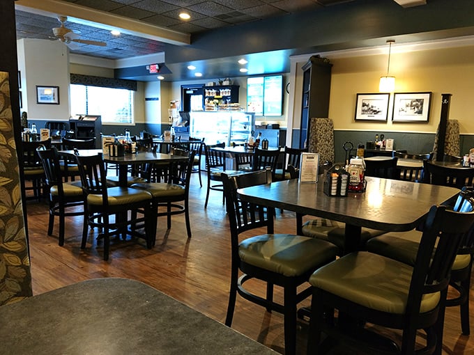 Inside, the unpretentious dining room offers comfort and familiarity&mdash;wooden tables, soft lighting, and an atmosphere that says "relax, you're about to eat really well."