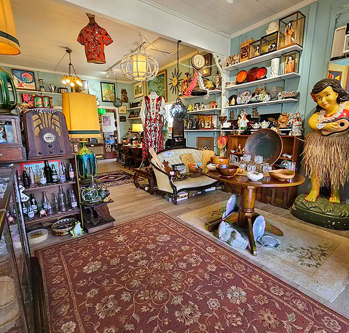 Step inside and prepare for sensory overload &ndash; vintage aloha shirts, koa furniture, and Hawaiian collectibles compete for your attention in this wonderfully curated chaos.