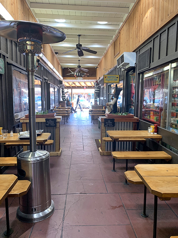 The covered patio beckons like an old friend with stories to tell and ribs to share.
