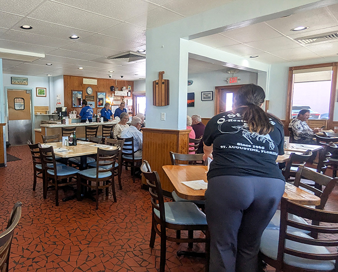Where wood paneling meets satisfied diners, and nobody's checking their phones for once.