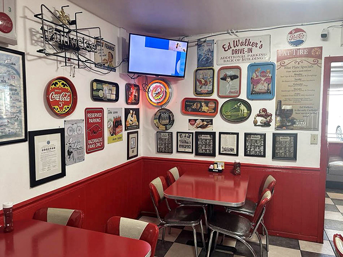Every inch of wall space tells a story &ndash; from vintage Coca-Cola signs to local memorabilia creating a museum of Fort Smith nostalgia.