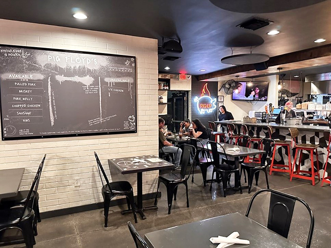 Industrial chic meets comfort dining&mdash;where exposed brick and neon create the perfect backdrop for meat magic.