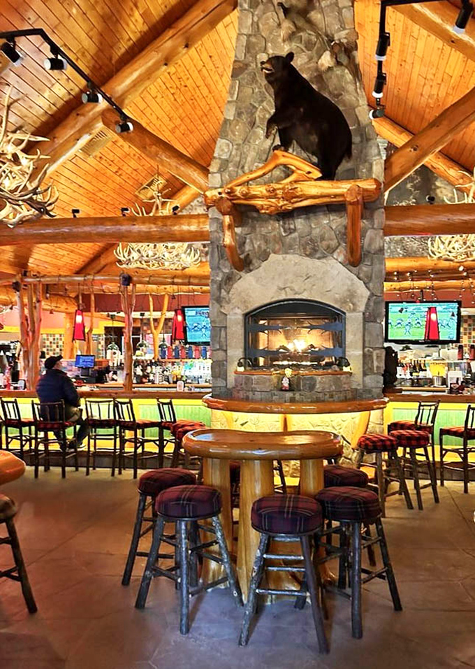 That magnificent fireplace could tell stories &ndash; if bears could talk, this one would recommend the prime rib.