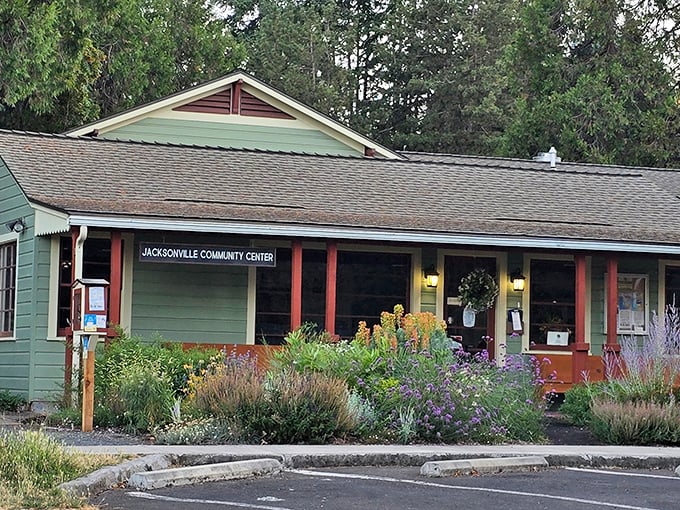 The Jacksonville Community Center, surrounded by drought-resistant gardens, serves as the town's living room where locals gather and visitors feel instantly welcome.