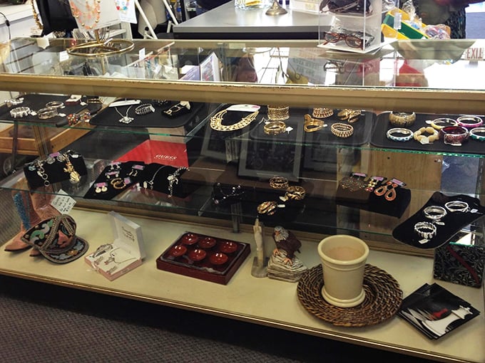 A glittering display case that would make any jewelry lover pause—proof that someone's "I'll never wear this again" becomes your "Where have you been all my life?"