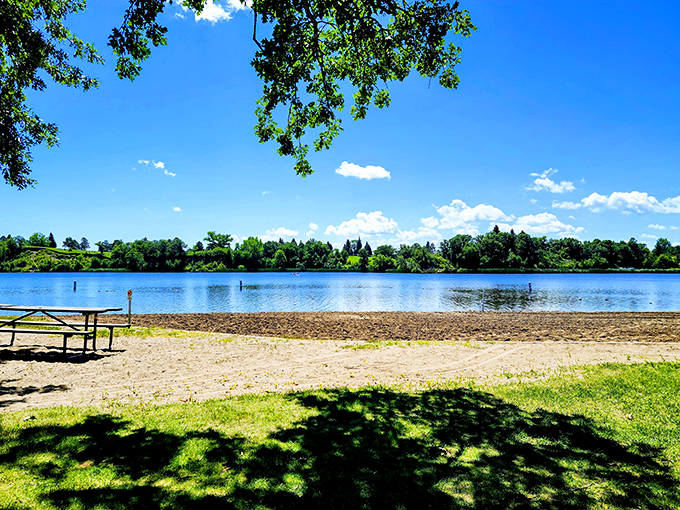 Lake Renwick's crystal waters reflect the perfect North Dakota sky. The kind of view that makes you forget your phone exists&mdash;until you need to snap a photo.