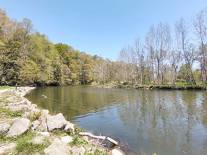 The perfect spot for contemplation or skipping stones&mdash;this serene waterway doesn't care which you choose.
