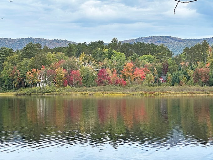 Vermont's version of a screensaver comes to life, where the mountains dip their toes into waters so still they could pass a sobriety test.