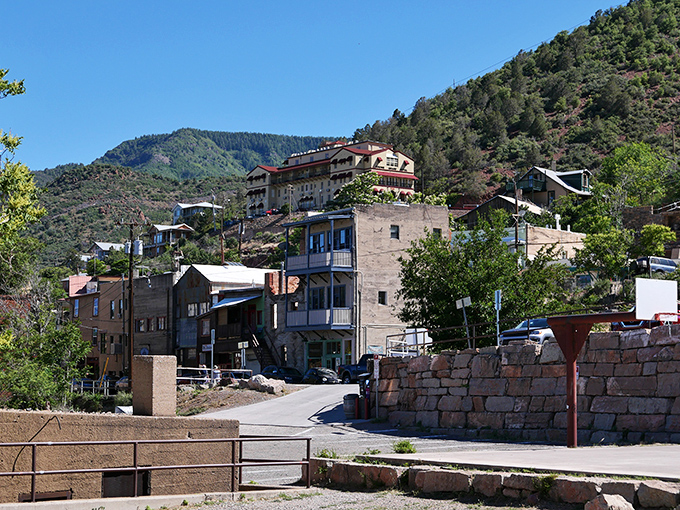 Jerome's architectural rebellion against gravity continues, with homes that seem to be playing a perpetual game of "king of the mountain."