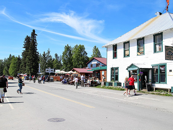 Strolling down Talkeetna's Main Street feels like walking through a time portal where modern conveniences took a vacation and charm worked overtime.