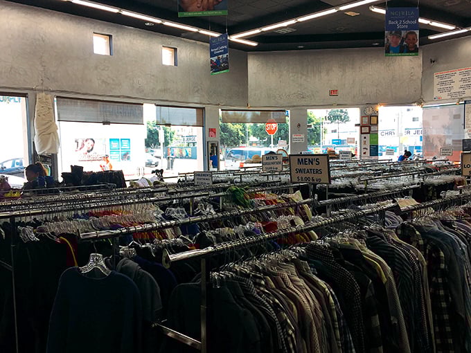 Where fashion meets philanthropy – the donation drop-off area keeps this treasure trove stocked with fresh finds daily.