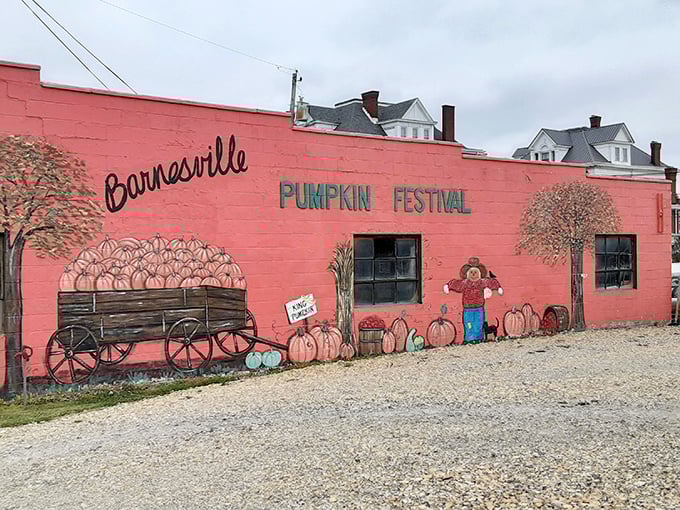 This vibrant mural doesn't just announce the Pumpkin Festival&mdash;it practically sends you a handwritten invitation to fall in love with small-town celebrations.
