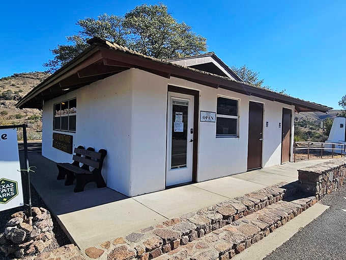 The unassuming park headquarters&mdash;proof that in Texas, even the buildings know not to upstage Mother Nature's spectacular show.