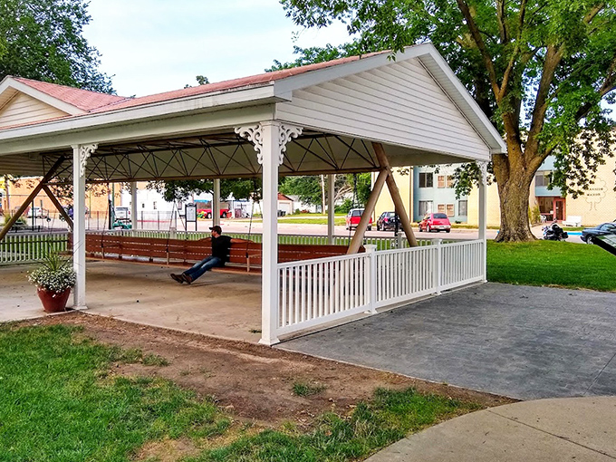 Small-town ingenuity meets record-breaking ambition. This pavilion houses Nebraska's answer to the question nobody asked: "Can a porch swing be too big?"