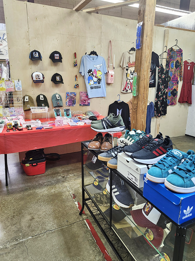 From anime favorites to everyday sneakers, this vendor's booth is a one-stop fashion destination. Your inner teenager just started jumping up and down.