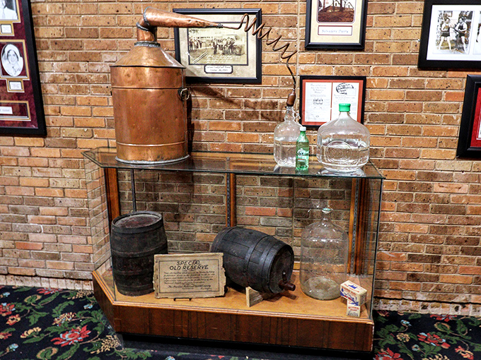 This copper still isn't just history&mdash;it's liquid criminal enterprise, captured in gleaming metal and glass tubing.