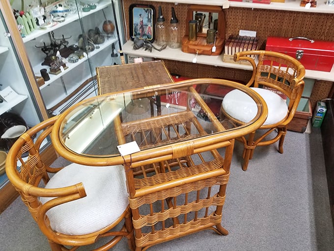 This elegant rattan furniture set whispers tales of 1960s sunrooms and cocktail hours&mdash;just add Mai Tai and Herb Alpert records.