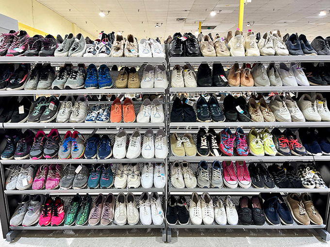A sneakerhead's dream or a practical shopper's paradise? At Thrift Town's footwear section, your next favorite pair awaits at a fraction of retail.