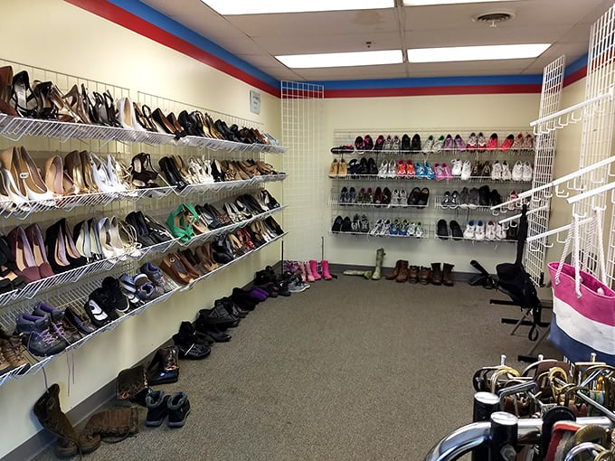 Shoe heaven exists, and it's in Concord! Rows upon rows of footwear for every occasion—from practical winter boots to those "just in case I'm invited to the Oscars" heels.