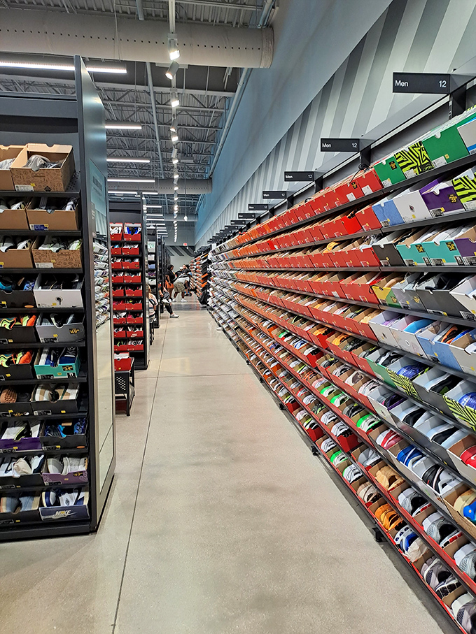 A rainbow of athletic footwear stretches to the horizon. This isn't just shoe shopping&mdash;it's a pilgrimage to the Sistine Chapel of sneakers.
