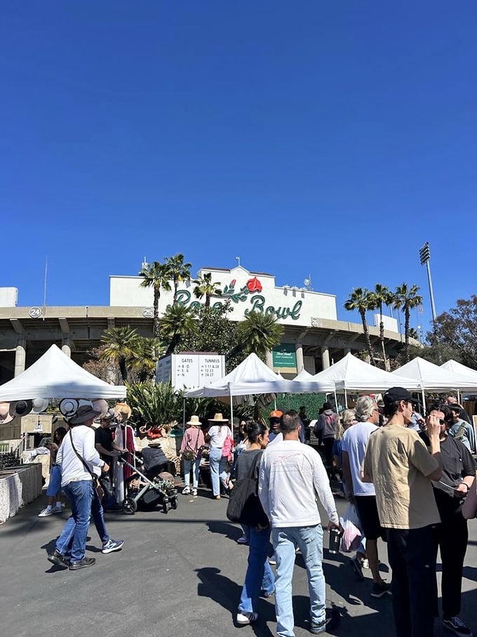 Early birds catch more than worms here &ndash; they snag vintage treasures before the crowds descend under that perfect California blue sky.