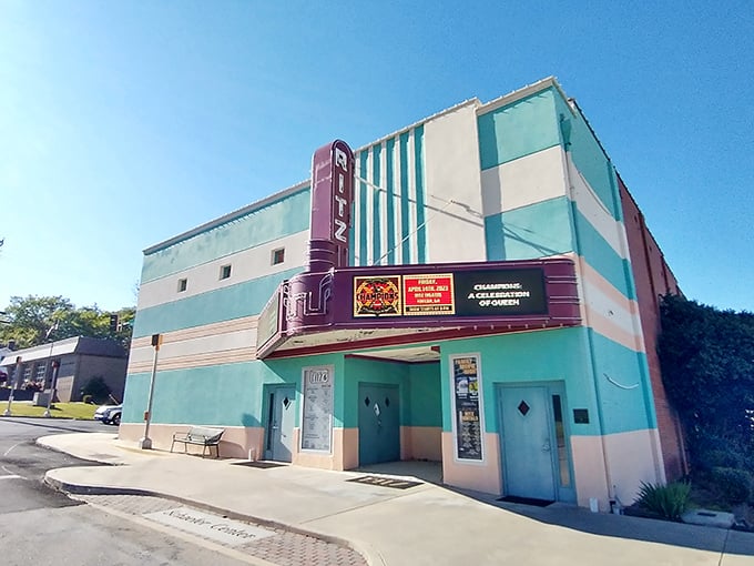 The Ritz Theatre's turquoise and pink Art Deco fa&ccedil;ade isn't just a building&mdash;it's a time machine disguised as a movie house.