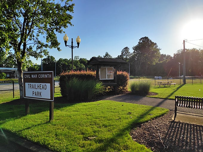 Civil War Trailhead Park offers a peaceful starting point to explore Corinth's pivotal role in American history.