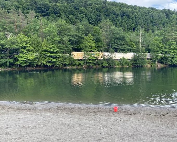 Even the passing trains seem to slow down for a glimpse of Emerald Lake's beauty. Nature's theater with occasional locomotive cameos.