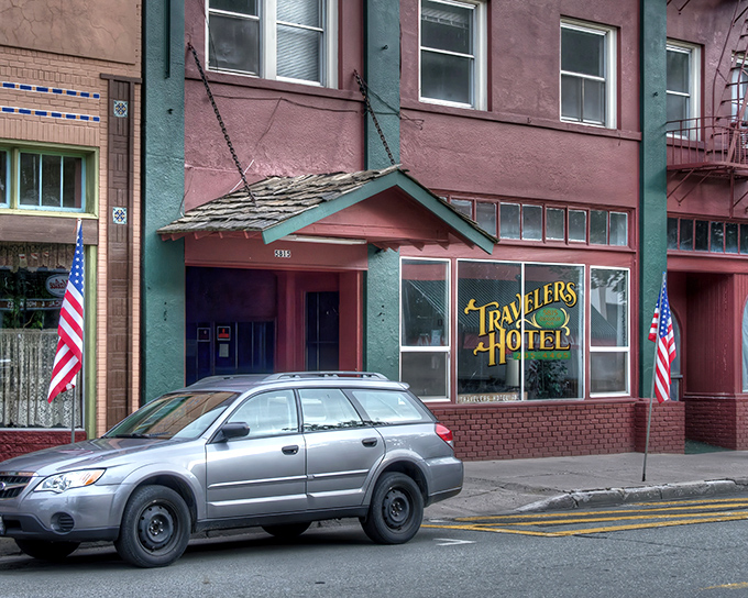 The Travelers Hotel stands as a colorful testament to Dunsmuir's railroad heyday, offering modern comfort in a delightfully vintage package.