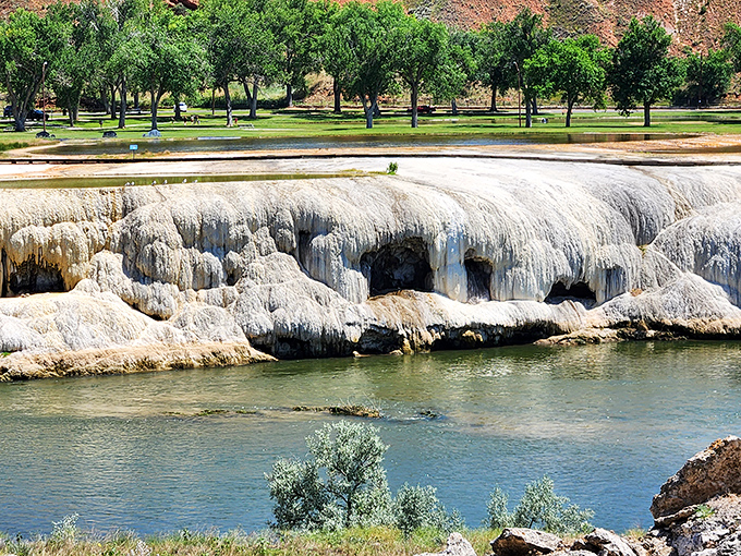Mother Nature's own infinity pool. These travertine terraces have been under construction for thousands of years, and she still hasn't called the project complete.