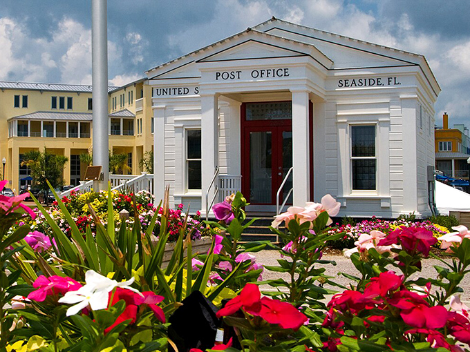 Even the post office in Seaside looks like it belongs in a Wes Anderson film&mdash;complete with charming architecture and flowers that seem professionally styled.