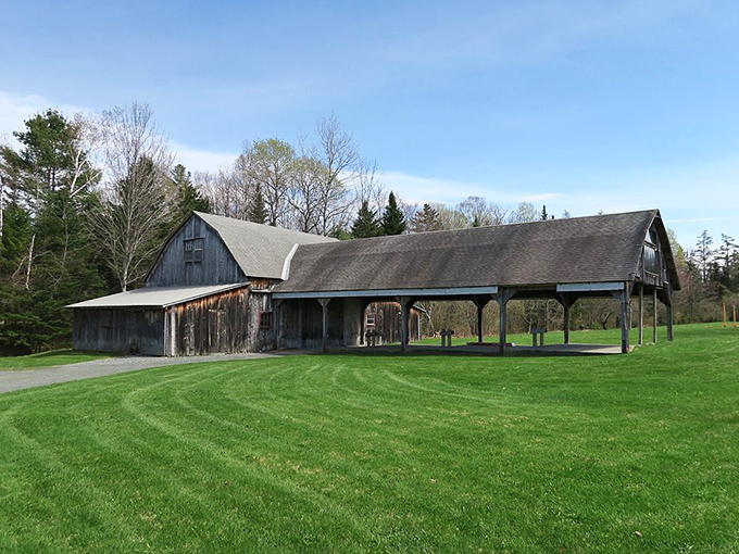This weathered barn isn't just surviving Vermont winters &ndash; it's telling stories through every weathered board and rustic beam.