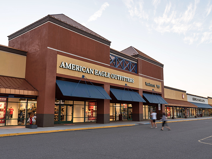 The Lucky Brand Jeans storefront stands ready to outfit you in denim that doesn't require a second mortgage.