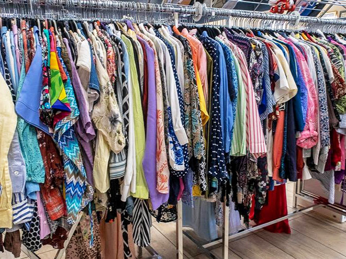 "So many clothes, so little time!" The rainbow array of garments promises fashion adventures where yesterday's trends become tomorrow's statement pieces.