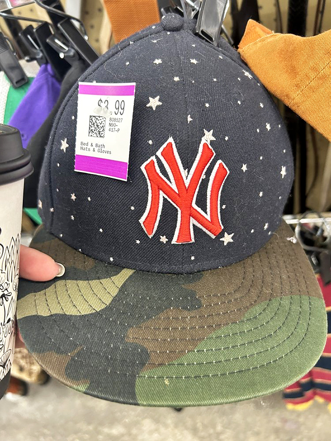 Baseball meets astronomy on this star-studded Yankees cap. For less than a ballpark hot dog, you can sport major league style with cosmic flair.
