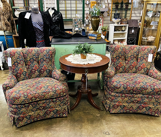 These matching armchairs haven't lost an ounce of personality in half a century. Like running into old friends who've aged better than you have. 
