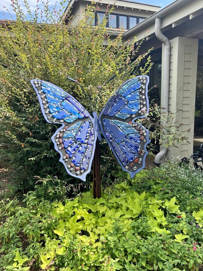 This dazzling blue butterfly sculpture proves that sometimes the most magical creatures in a garden aren't the ones with wings &ndash; they're the ones with imagination.