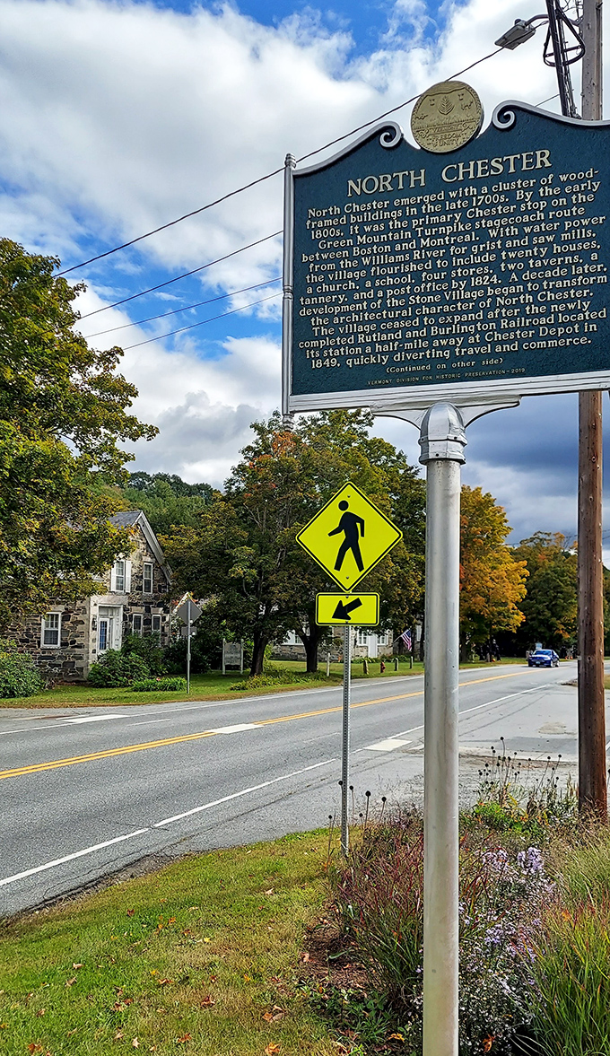 This historical marker stands sentinel at North Chester, where time moves at the perfect pace &ndash; just slow enough to notice everything.