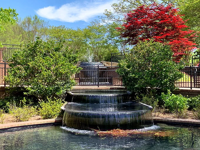 This cascading fountain isn't just showing off&mdash;it's creating the soundtrack to your perfect afternoon escape from reality.