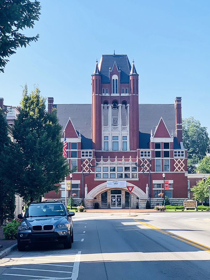 The Nelson County Courthouse stands proudly like a Victorian gentleman who's dressed up for Sunday service. Its red brick and soaring tower anchor the community in timeless elegance.