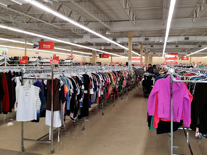 Endless racks of possibility stretch toward the horizon. Each hanger holds someone's future favorite outfit just waiting to be discovered.