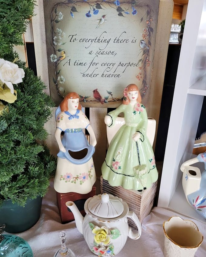 These vintage porcelain ladies aren't just decorative figurines; they're time travelers from grandma's china cabinet waiting to tell their stories again.