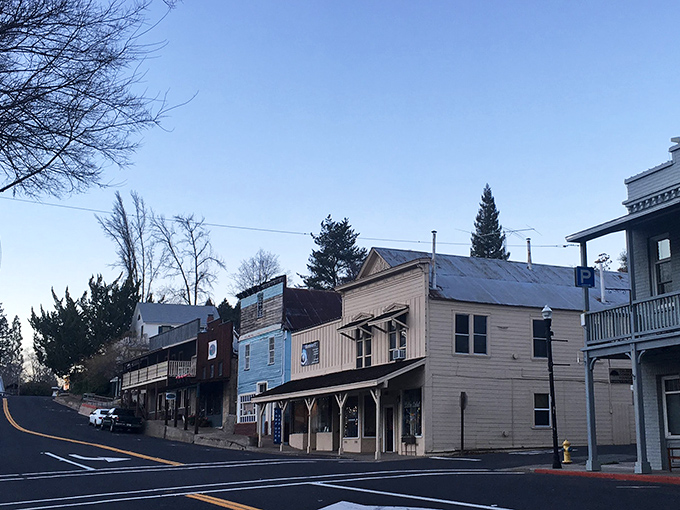 Downtown Angels Camp at dusk offers that perfect small-town silhouette against the Sierra foothills &ndash; no Instagram filter required.
