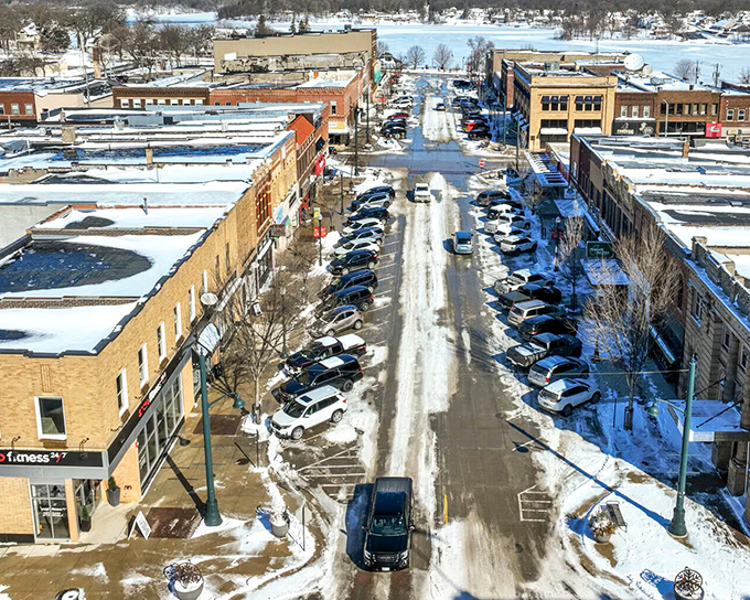 Winter transforms downtown Albert Lea into a snow globe scene, where parking spots are plentiful and always free.