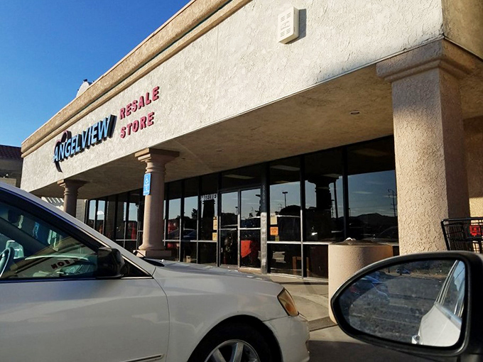 A different angle reveals the same promise &ndash; behind this stucco facade lies a wonderland of secondhand treasures waiting to be discovered.