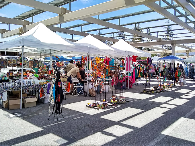 A kaleidoscope of colors under geometric solar panels&mdash;Silicon Valley's version of a Moroccan bazaar, minus the camel rides.