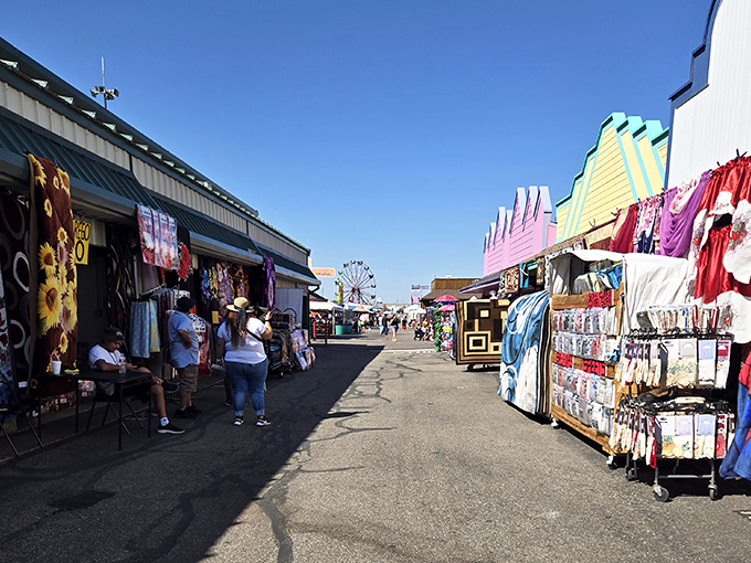 Sunflowers and sundresses line this bustling alley of possibilities, where one person's "I don't need this anymore" becomes your "I've been looking everywhere!"
